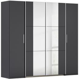 Schwebet&uuml;renschrank Rauch "Kleiderschrank Dreht&uuml;renschrank Schrank Garderobe KRONACH", graumetallic, griffleisten alu, mit 2 spiegel, B:225cm H:210cm T:59cm, Holzwerkstoff, Schr&auml;nke, Schwebet&uuml;renschrank, Kombischrank optional mit 1 oder 2 Spiegel viele B&ouml;den MADE IN GERMANY
