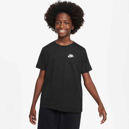T-Shirt Nike Sportswear "K NSW TEE EMB FUTURA LBR", M&auml;dchen, Gr. L (152/158), schwarz, Obermaterial: 100% Baumwolle, normal, angesetztes B&uuml;ndchen, Shirts T-Shirt, f&uuml;r Jugendliche, gerader Schnitt, sportlicher Stil