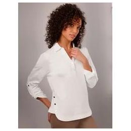 Poloshirt CREATION L PREMIUM "Pima-Baumwoll-Shirt", Damen, Gr. 42, beige (ecru), 95% Baumwolle, 5% Elasthan, unifarben, V-Ausschnitt, Shirts