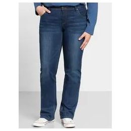 Stretch-Jeans sheego, Damen, Gr. 54, Normalgr&ouml;&szlig;en, blau (blau denim), 98% Baumwolle, 2% Elasthan, unifarben, lang, Jeans