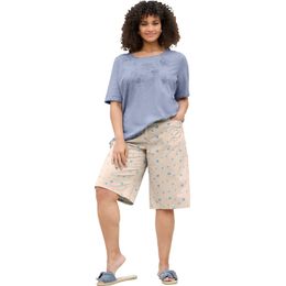 sheego Damen Shirt mit Blumenstickerei bleu Gr&ouml;&szlig;e 40/42