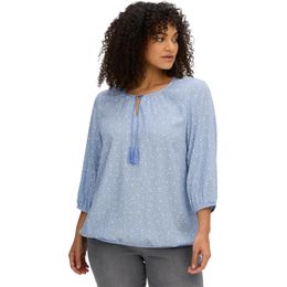 sheego Damen Tunika mit Bindeb&auml;ndern bleu-ecru-bedruckt Gr&ouml;&szlig;e 46