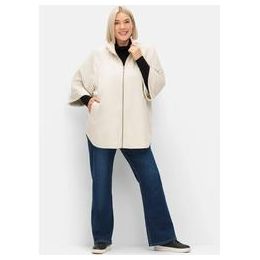 Cape sheego, Damen, Gr. 40, beige, 90% Polyester, 10% Wolle, Kragen:90% Baumwolle, 8% Polyester, 2% Elasthan, Taschenfutter:45% Polyester, 55% Viskose, unifarben, Jacken Cape