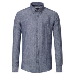 Leinenhemd Casamoda "Casamoda Leinenhemd uni", Herren, Gr. L, Normalgr&ouml;&szlig;en, blau (107 blau), 100% Leinen, unifarben, l&auml;ssig geschnitten, Hemden