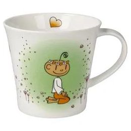 Tasse Goebel "Coffee-/Tea Mug Der kleine Yogi- Danke", bunt, B:10,5cm H:9,5cm, Porzellan, Trinkgef&auml;&szlig;e, Tasse