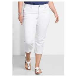 5-Pocket-Jeans sheego, Damen, Gr. 46, Normalgr&ouml;&szlig;en, wei&szlig; (wei&szlig; denim), 98% Baumwolle, 2% Elasthan, unifarben, 3/4-L&auml;nge, Jeans 5-Pocket-Jeans