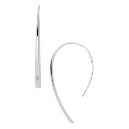 Paar Ohrhaken Fossil "Schmuck Edelstahl Ohrringe Bevel Hoop Fashion", silber (silberfarben), Ohrringe, Damen, Edelstahl