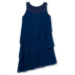 Cocktailkleid sheego "Cocktailkleid", Damen, Gr. 54, Normalgr&ouml;&szlig;en, blau, 100% Polyester, unifarben, lang, Rundhals, Kleider