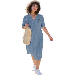 sheego Damen Tunikakleid in A-Linie, mit Grafikprint bleu-rauchblau-bedruckt Gr&ouml;&szlig;e 54