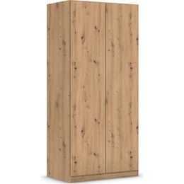 Dreht&uuml;renschrank Rauch "Kleiderschrank Schrank Garderobe W&auml;scheschrank COSTA Breite 91 cm", braun (eiche artisan, eingriffe graumetallic), B:91cm H:197cm T:54cm, Holzwerkstoff, Schr&auml;nke, Dreht&uuml;renschrank, mit griffloser Front und Push-to-Open Funktion MADE IN GERMANY