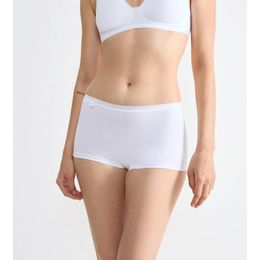 Panty Sloggi "Basic+ Short", Damen, Gr. 40, wei&szlig;, Single Jersey, Obermaterial: 95% Baumwolle, 5% Elasthan, k&ouml;rpernah, Unterhosen Panty, Cotton-Mix, sportiver-Look