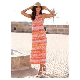 Sommerkleid Classic Basics "Jersey-Kleid", Damen, Gr. 27, Kurzgr&ouml;&szlig;en, orange (papaya, terra, bedruckt), Jersey, 100% Baumwolle, bedruckt, ethno, gemustert, mehrfarbig, lang, Rundhals, Kleider Sommerkleid