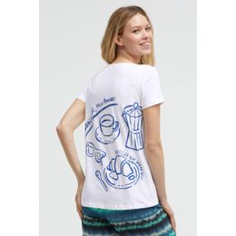 Rundhalsshirt SOCCX, Damen, Gr. L, wei&szlig;, Web, Material: 100% Baumwolle, Glitzermuster, bedruckt, regular fit normal, Rundhals, eingesetzt gerader Abschluss, Shirts Rundhalsshirt, aus Baumwolle