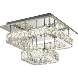 Searchlight LED Deckenleuchte "Clover LED-Deckenleuchte - Poliertes Chrom & Kristall", Energieeffizienz: G (A-G), chromfarben, klar, grau, H: 22,5cm, 1 Stk., Leuchten, LED Deckenleuchte