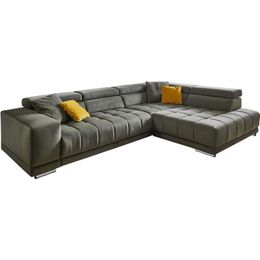 Ecksofa DIE PLANBAR "MP-IN15053 L-Form breiter Schenkel", olive, B:323cm H:73cm T:222cm, 100% Polyester, Sofas, Ecksofa, mit Kopfteilverstellung, wahlweise mit manueller Vorziehbank