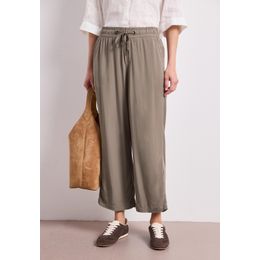 Stoffhose Street One, Damen, Gr. 32, L&auml;nge 26, schwarz tumbled beige, Stoff, 100% Viskose, unifarben, loose fit 7/8-L&auml;nge, Hosen Stoffhose, mit Wide Legs
