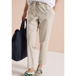 Stoffhose Cecil, Damen, Gr. L, L&auml;nge 28, grain beige, Web, 98% Baumwolle, 2% Elasthan, unifarben, loose fit kn&ouml;chelfrei, Hosen Stoffhose, im Loose Fit