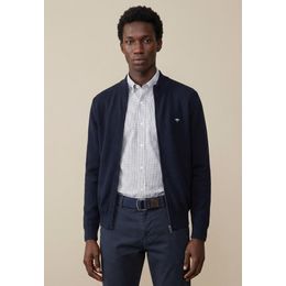 Strickjacke Fynch-Hatton, Herren, Gr. S (46/48), blau (navy), Strick, Obermaterial: 100% Baumwolle, unifarben, bequem h&uuml;ftbedeckend, Rundhals, eingesetzt B&uuml;ndchen, Strickjacken Strickjacke, bequeme Passform, mit Stehkragen, mit Eingrifftaschen