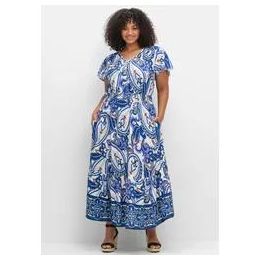 Maxikleid sheego BY JOE BROWNS "Druckkleid", Damen, Gr. 44, Normalgr&ouml;&szlig;en, wei&szlig; (sanftes wei&szlig;, gemustert), 100% Viskose, bedruckt, gemustert, mehrfarbig, lang, V-Ausschnitt, Kleider Maxikleid