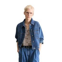 Marc O'Polo Jeansjacke MARC O'POLO DENIM "aus Organic-Cotton-Lyocell-Mix", Damen, Gr. L, medium blau, Obermaterial: 80% Lyocell, 20% Baumwolle, unifarben, oversize, normaler Saum, Jacken Jeansjacke