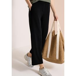 7/8-Hose Cecil, Damen, Gr. L, L&auml;nge 26, schwarz, Stoff, 95% Viskose, 5% Elasthan, unifarben, loose fit 7/8-L&auml;nge, Hosen 7/8-Hose, mit Wide Legs