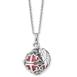 Kette mit Anh&auml;nger Engelsrufer "Schmuck Geschenk Engelsrufer Relaunch mit Fl&uuml;gelanh&auml;nger" Gr. XS, rot (silberfarben, perlmuttfarben, rot), Halsketten, Damen, XS, Messing Silber 925 (Sterlingsilber), L: 50 B: 1,33mm, Messing, Silber 925 (Sterlingsilber), B:1,33mm