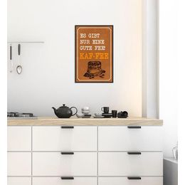 Metallbild queence "Kaf-fe", orange (farbe bild(er): orange), B:20cm H:30cm, Metall, Stahl, Bilder, Stahlschilder