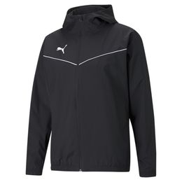 Allwetterjacke Puma "TEAMRISE ALL WEATHER JACKET", Herren, Gr. L, schwarz (Puma schwarz, Puma wei&szlig;), Netz, Obermaterial: 100% Polyester, unifarben, regular fit normal, Jacken, mit Kapuze, mit Rei&szlig;verschlusstaschen, Regular Fit