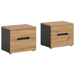Nachtk&auml;stchen CANU Grau, Eiche Artisan