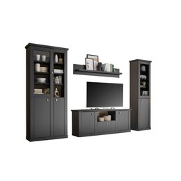 Wohnwand Lincoln Schwarz/Eichefarben B: 319cm