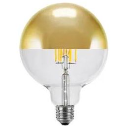 Segula LED-Leuchtmittel "LED Globe 125 Spiegelkopf Gold", Energieeffizienz: F (A-G), gold (goldfarben), L:18cm &Oslash;:12,5cm, Leuchtmittel, dimmbar, E27, Globe 125 Spiegelkopf, 2700K
