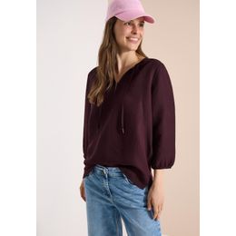 Shirtbluse Cecil, Damen, Gr. L (42), rich burgundy, Web, 55% Leinen, 45% Viskose, unifarben, klassisch normal, Rundhals, B&uuml;ndchen, Blusen, mit Leinenanteil