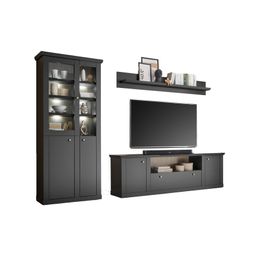 Wohnwand Lincoln Schwarz/Eichefarben B: 301cm