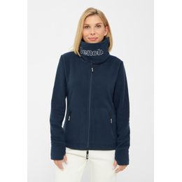 Fleecejacke Bench. "FUNNEL", Damen, Gr. 38, blau (navy), Fleece, Obermaterial: 100% Polyester, Glanzfaden, unifarben, schmal normal, Jacken Fleecejacke, mit Glitzerstickerei