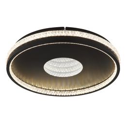Globo LIGHTING Deckenleuchte "SHIRLEY", schwarz matt, 1, &Oslash; 40cm H: 6,5cm, 1 Stk., Leuchten, Deckenleuchte, Kristalle 3D, dimmbar, Memory, LED, Deckenleuchte