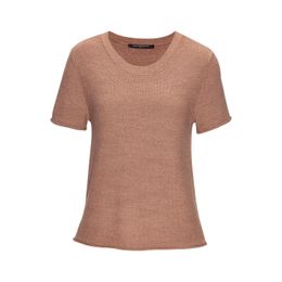 Kurzarmpullover French Connection, Damen, Gr. 32/34, taupe, Strick, Obermaterial: 55% Polyacryl, 45% Polyamid, unifarben, figurumspielend h&uuml;ftlang, Rundhals, Rollkante, Pullover