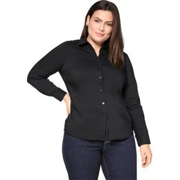 sheego Damen Stretchbluse leicht tailliert schwarz Gr&ouml;&szlig;e 56