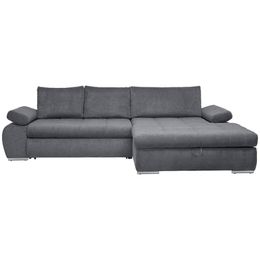 CARRYHOME Ecksofa, Grau, Kunststoff, 4-Sitzer, F&uuml;llung: Schaumstoff, Ottomane rechts, L-Form, 294x173 cm, Stoffauswahl, seitenverkehrt erh&auml;ltlich, Schlafen auf Sitzh&ouml;he, R&uuml;cken echt, Wohnzimmer, Sofas & Couches, Wohnlandschaften, Ecksofas
