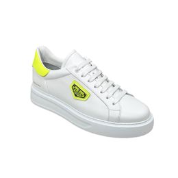 Laufschuh Philipp Plein "Titan", Damen, Gr. 45, Normalschaft, 0129, wei&szlig;, gelbfluo, Schuhe Laufschuh