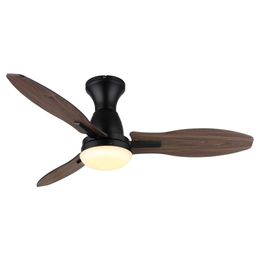 Globo LIGHTING Deckenleuchte "GALE", schwarz matt, 1, &Oslash; 107cm H: 32,5cm, 1 Stk., Leuchten, Deckenventilator schwarz/Holzoptik, LED 22W, dimmbar, Fernbedienung, Deckenleuchte