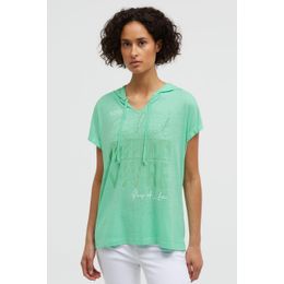 Kapuzenshirt SOCCX, Damen, Gr. L, french mint, Single Jersey, Material: Grundmaterial: 100% Polyester, Ausbrenner: 100% Baumwolle, bedruckt, regular fit normal, Rundhals, angeschnitten, Shirts Kapuzenshirt, mit &uuml;berschnittener Schulter