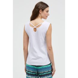 Tanktop SOCCX, Damen, Gr. L, wei&szlig;, Single Jersey, Material: 100% Baumwolle, Glitzermuster, bedruckt, regular fit normal, Rundhals, Tops Tanktop, aus Baumwolle