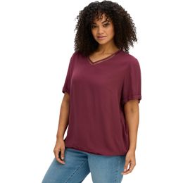 sheego Damen Tunika mit verl&auml;ngerten Halb&auml;rmeln bordeaux Gr&ouml;&szlig;e 42