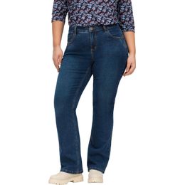 sheego Damen Bootcut-Jeans mit schmalem Bein und bequemer Taille dark blue denim Gr&ouml;&szlig;e 56