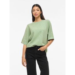 Strickpullover Vila "VILIGA 2/4 O-NECK KNIT TOP - NOOS", Damen, Gr. M, smoke gr&uuml;n detail:melange, Strick, Obermaterial: 97% Polyester, 3% Elasthan, meliert, relaxed fit normal, Rundhals, Pullover Strickpullover, Materialmix, relaxed fit