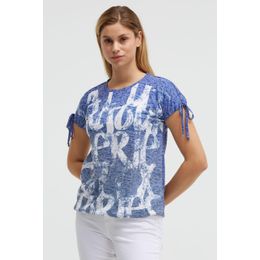 Rundhalsshirt SOCCX, Damen, Gr. L, soft azure, Single Jersey, Material: Grundmaterial: 100% Polyester, Ausbrenner: 100% Viskose, bedruckt, regular fit normal, Rundhals, angeschnitten, Shirts Rundhalsshirt, mit Ausbrenner-Effekten