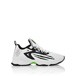 Laufschuh Plein Sport "Sneaker", Damen, Gr. 35, Normalschaft, wei&szlig; (0127, wei&szlig;, gr&uuml;nfluo), Schuhe Laufschuh