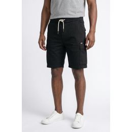 Cargoshorts PETROL INDUSTRIES "Men Shorts Cargo", Herren, Gr. XXXL(46), N-Gr, schwarz, Web, Obermaterial: 97% Baumwolle, 3% Elasthan, unifarben, regular fit knielang, Hosen, mit Tunnelzug
