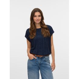 V&eacute;ro Moda T-Shirt VERO MODA "VMMAYA AVA SS TOP JRS VO", Damen, Gr. M, blau (navy blazer), Jersey, Obermaterial: 95% Polyester, 5% Elasthan, unifarben, regular fit normal, Rundhals, Shirts T-Shirt, Materialmix, regular fit