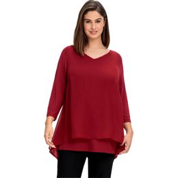 sheego Damen Blusenshirt mit Zipfelsaum rubinrot Gr&ouml;&szlig;e 48/50